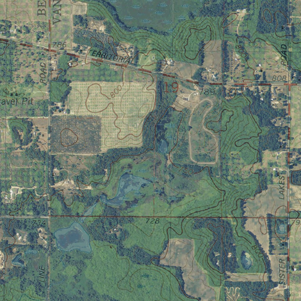 MI-Sister Lakes: GeoChange 1976-2012 Map by Western Michigan University | Avenza Maps