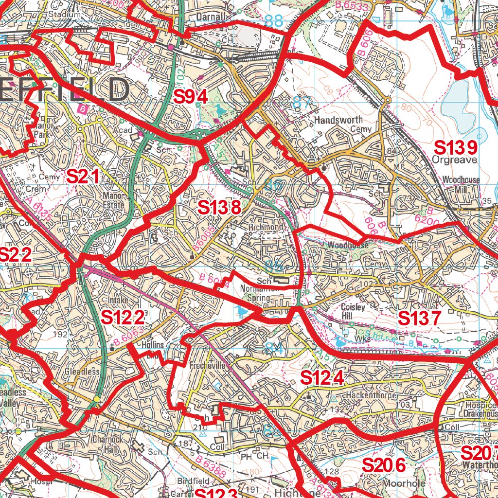 XYZ Postcode Sector Map - (G7) - Sheffield by XYZ Maps | Avenza Maps