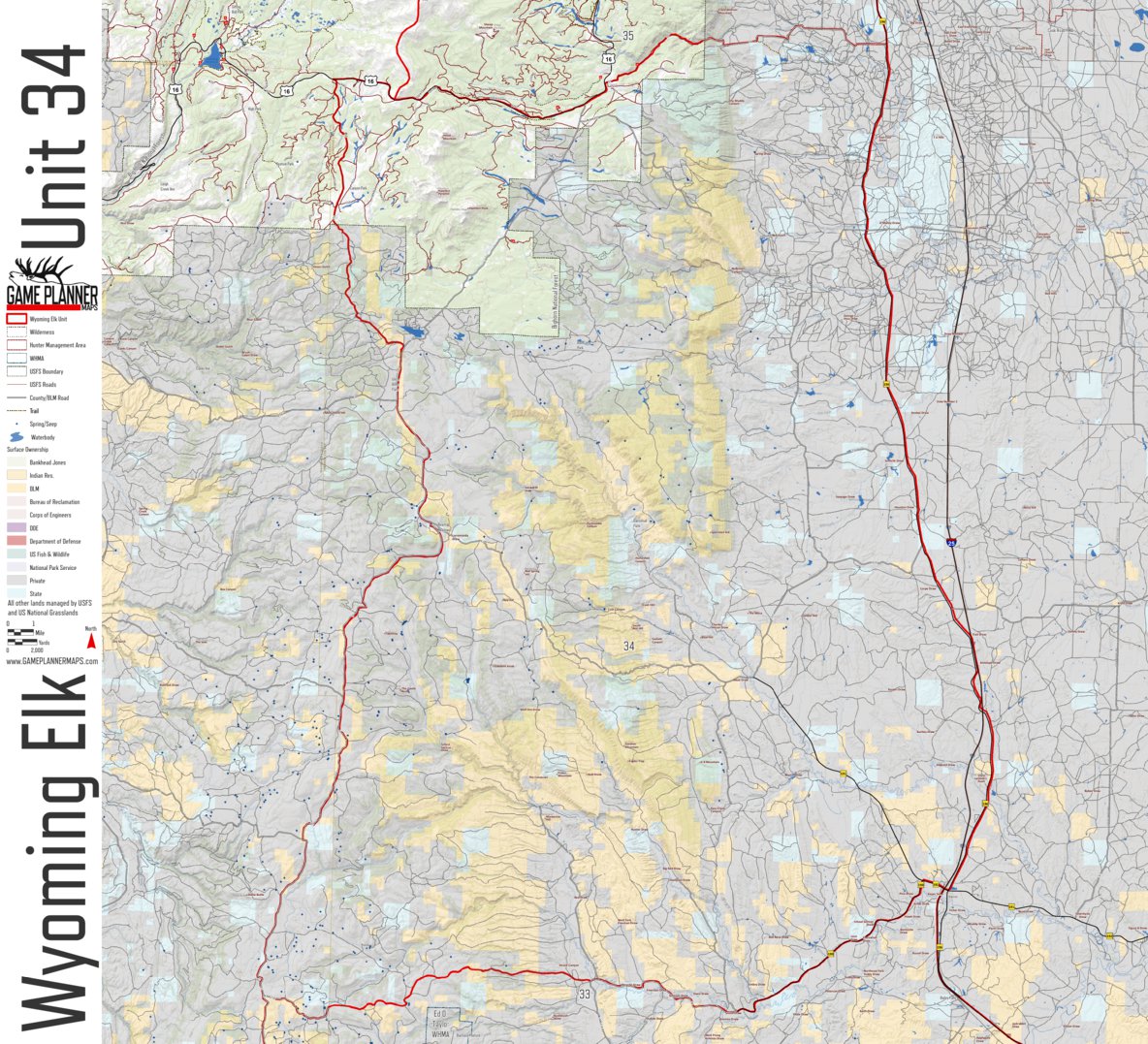 Wyoming Elk Unit 34 Map By Game Planner Maps Avenza Maps 2932