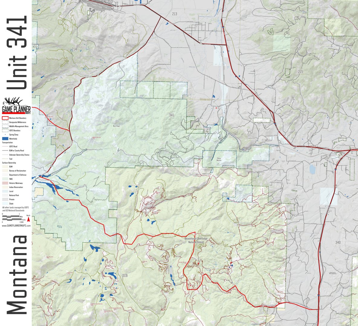 Montana Hunting Unit 341 Map by Game Planner Maps | Avenza Maps