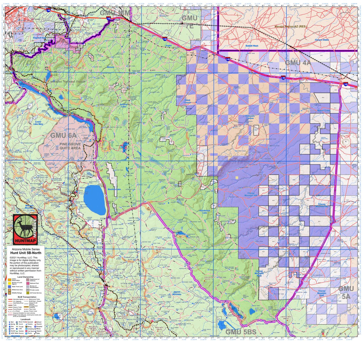 Arizona HuntMap GMU 5B-North Map by HuntMap, LLC | Avenza Maps