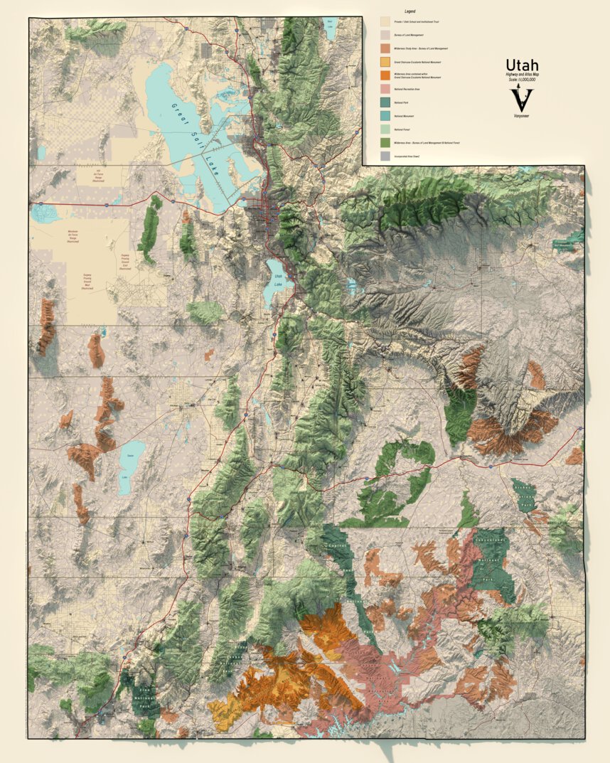 Utah Highways and Atlas Map by Vanyoneer Gear | Avenza Maps