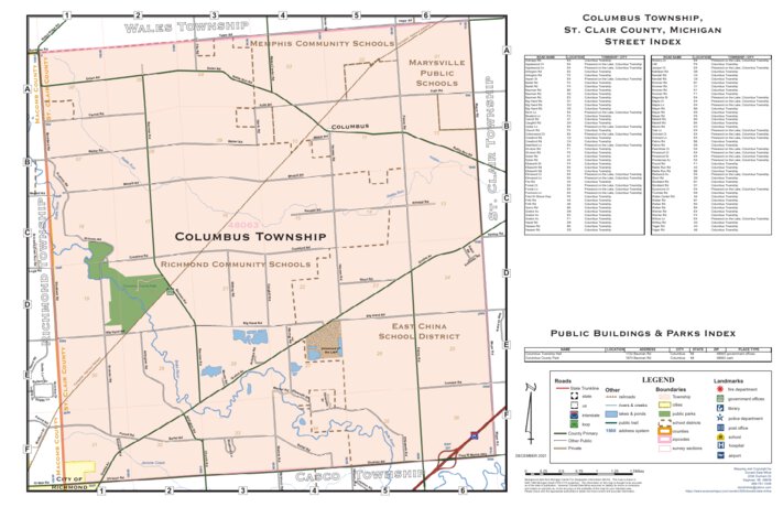 Columbus Township, St. Clair Township, MI Map by Donald Dale Milne ...