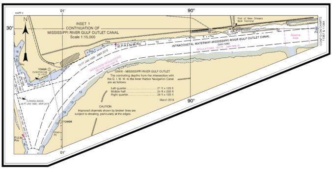 New Orleans Hbr Inset 1 Cont Of Mississippi Rvr Map by National Oceanographic & Atmospheric ...