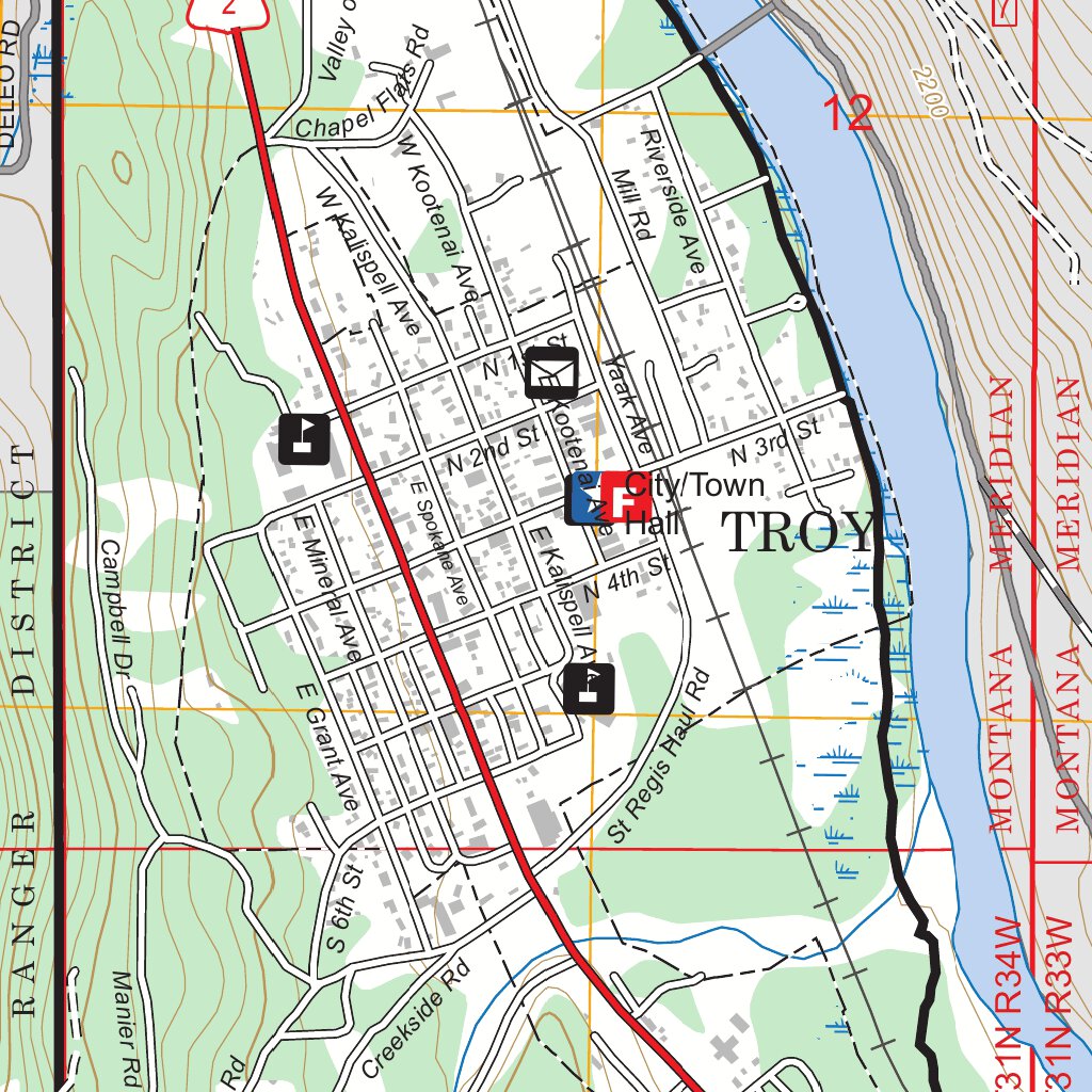 Troy, MT FSTopo Map by US Forest Service - Topo | Avenza Maps