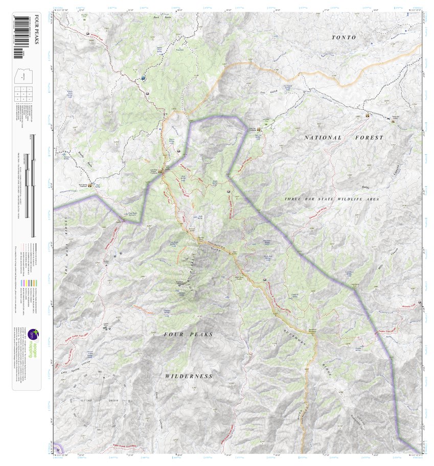Four Peaks, Arizona 7.5 Minute Topographic Map by Apogee Mapping, Inc ...