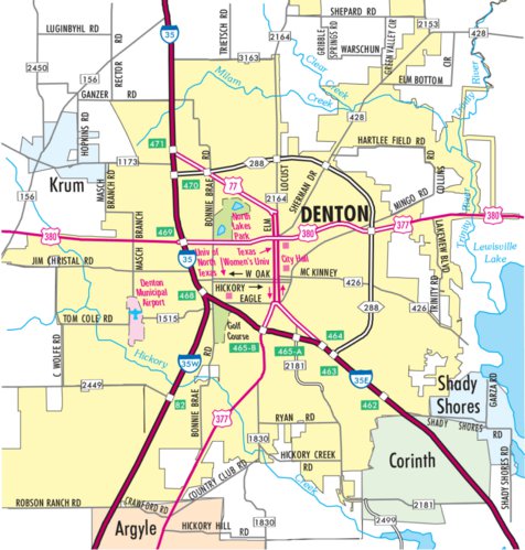 Highway Map of Denton - Texas by Avenza Systems Inc. | Avenza Maps
