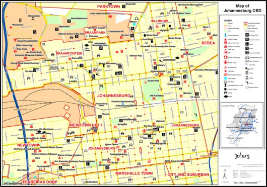 Johannesburg, South Africa CBD Map by Avenza Systems Inc. | Avenza Maps