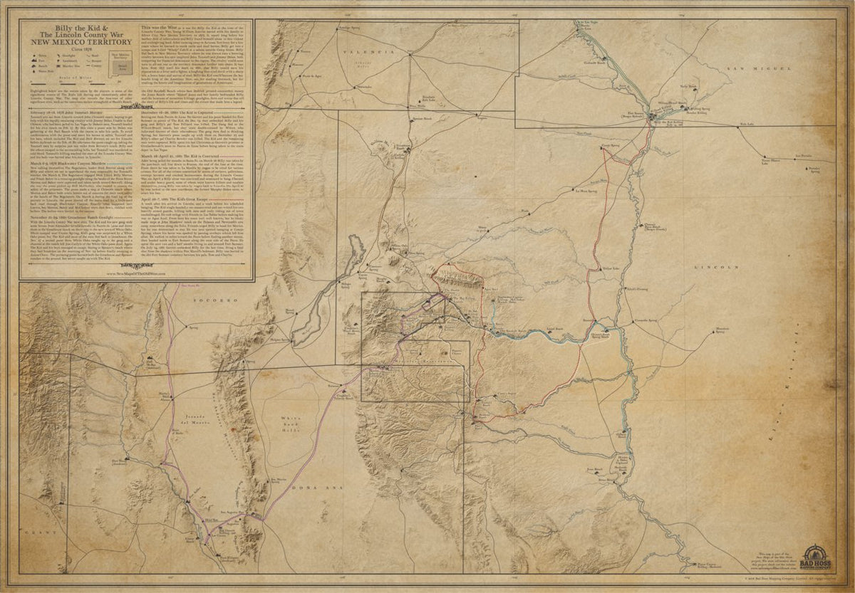 Billy the Kid and the Lincoln County War Map by Bad Hoss Mapping ...