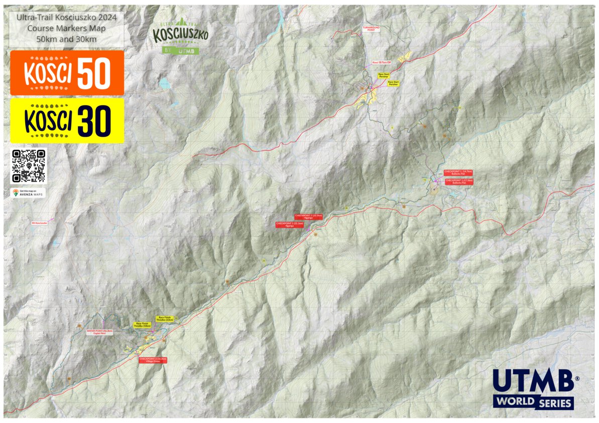 Kosci 2024 Course Markers Map 50km and 30km by Bender Maps | Avenza Maps