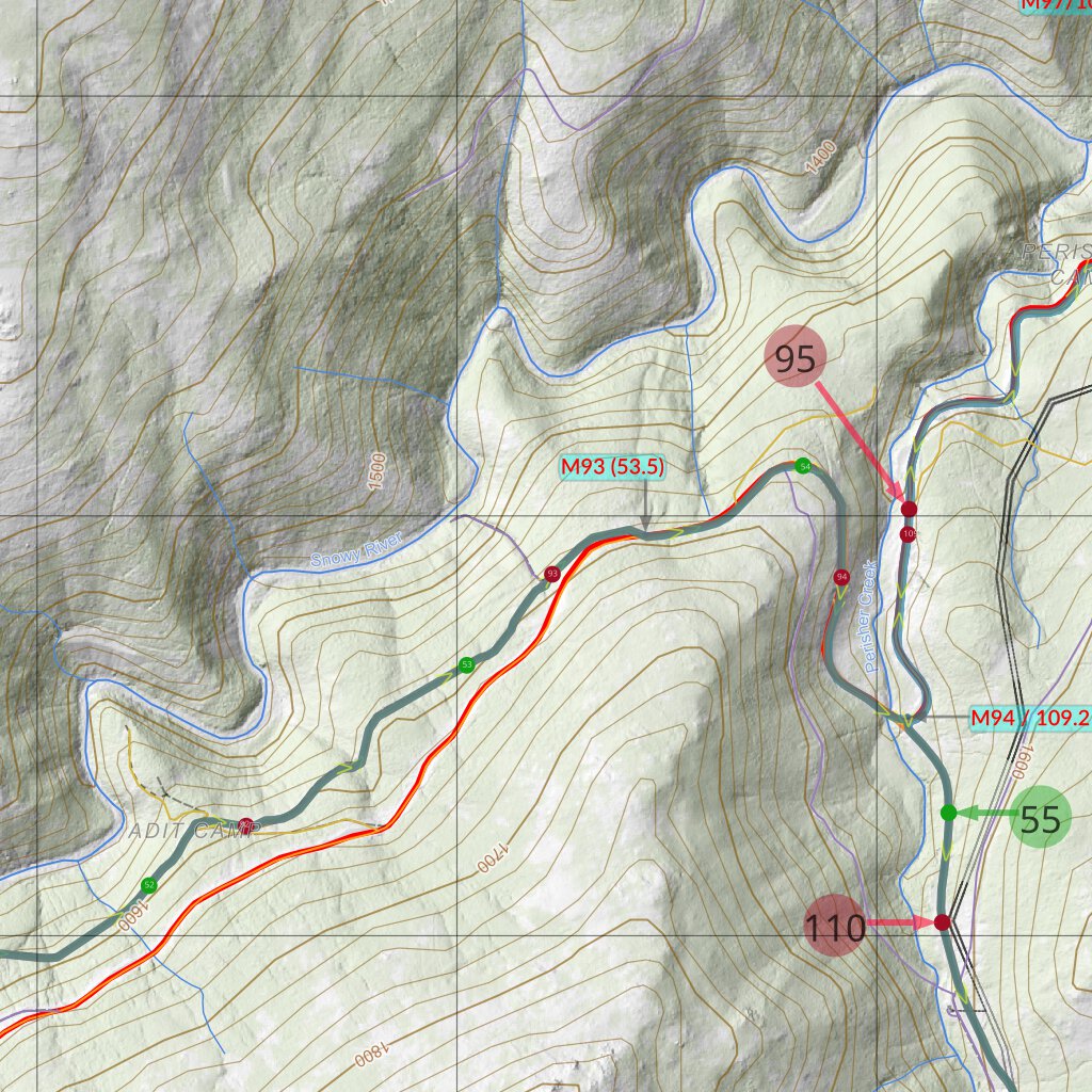 Kosci 2024 Course Markers Map Miler and 100km by Bender Maps | Avenza Maps