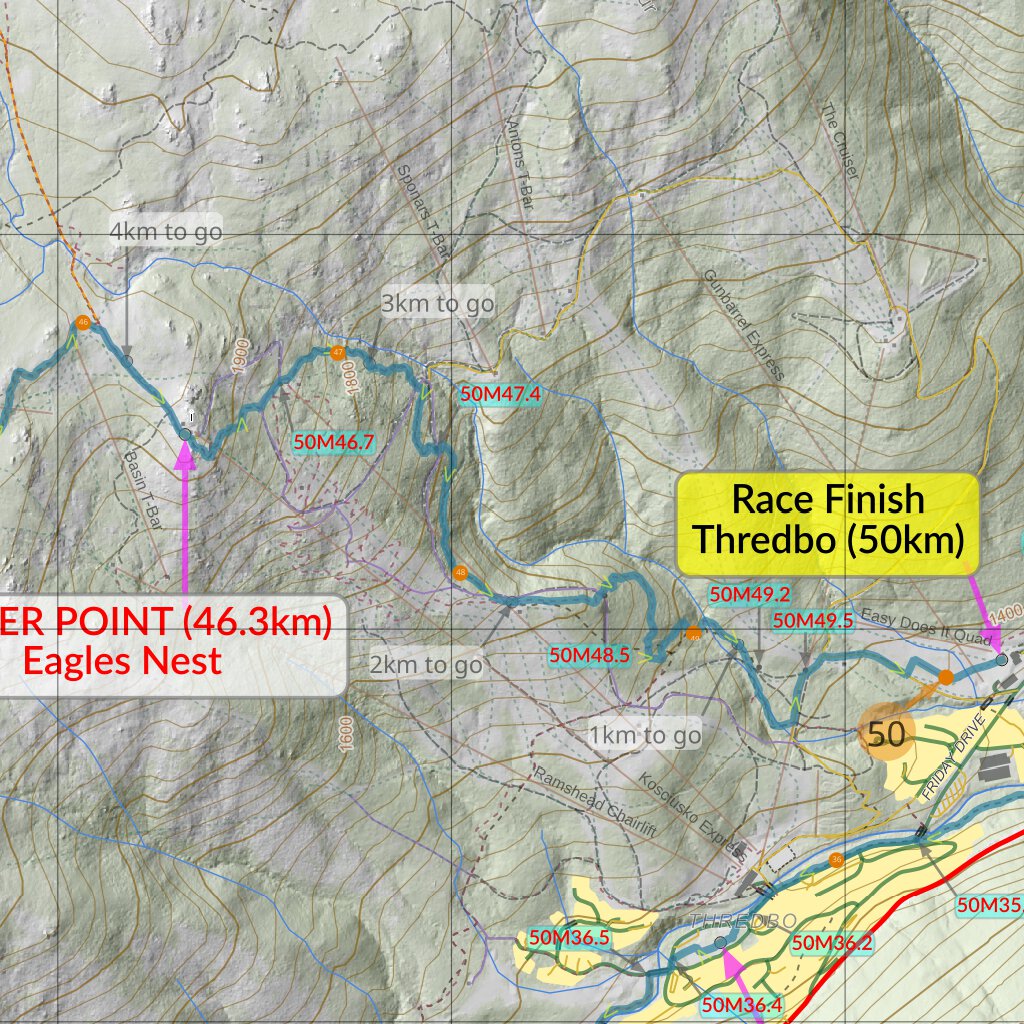 Ultra-Trail Kosciuszko 2024 50km Map by Bender Maps | Avenza Maps