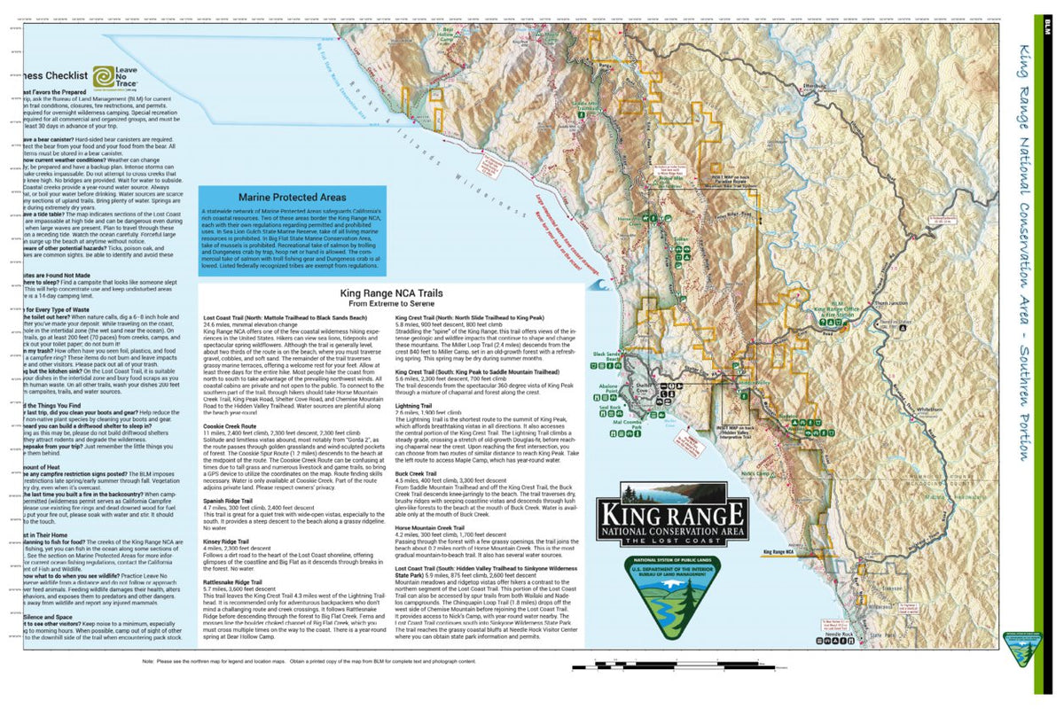 BLM - King Range NCA - South Portion Map by BLM - California | Avenza Maps
