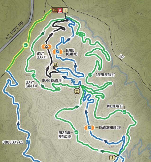 Bean Peaks Gravity Flow Trails- Phase 1 trails Map by City of Prescott GIS Dept | Avenza Maps