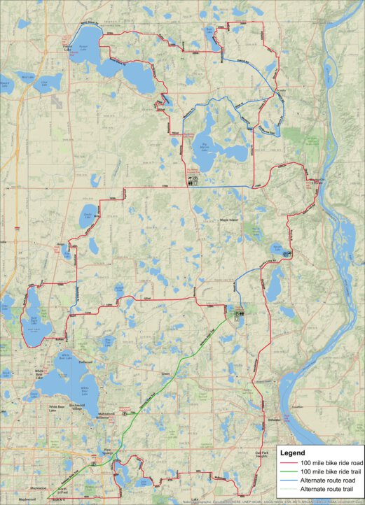 Forest Lake 100 Bike Route Map by Crossover Ventures LLC | Avenza Maps