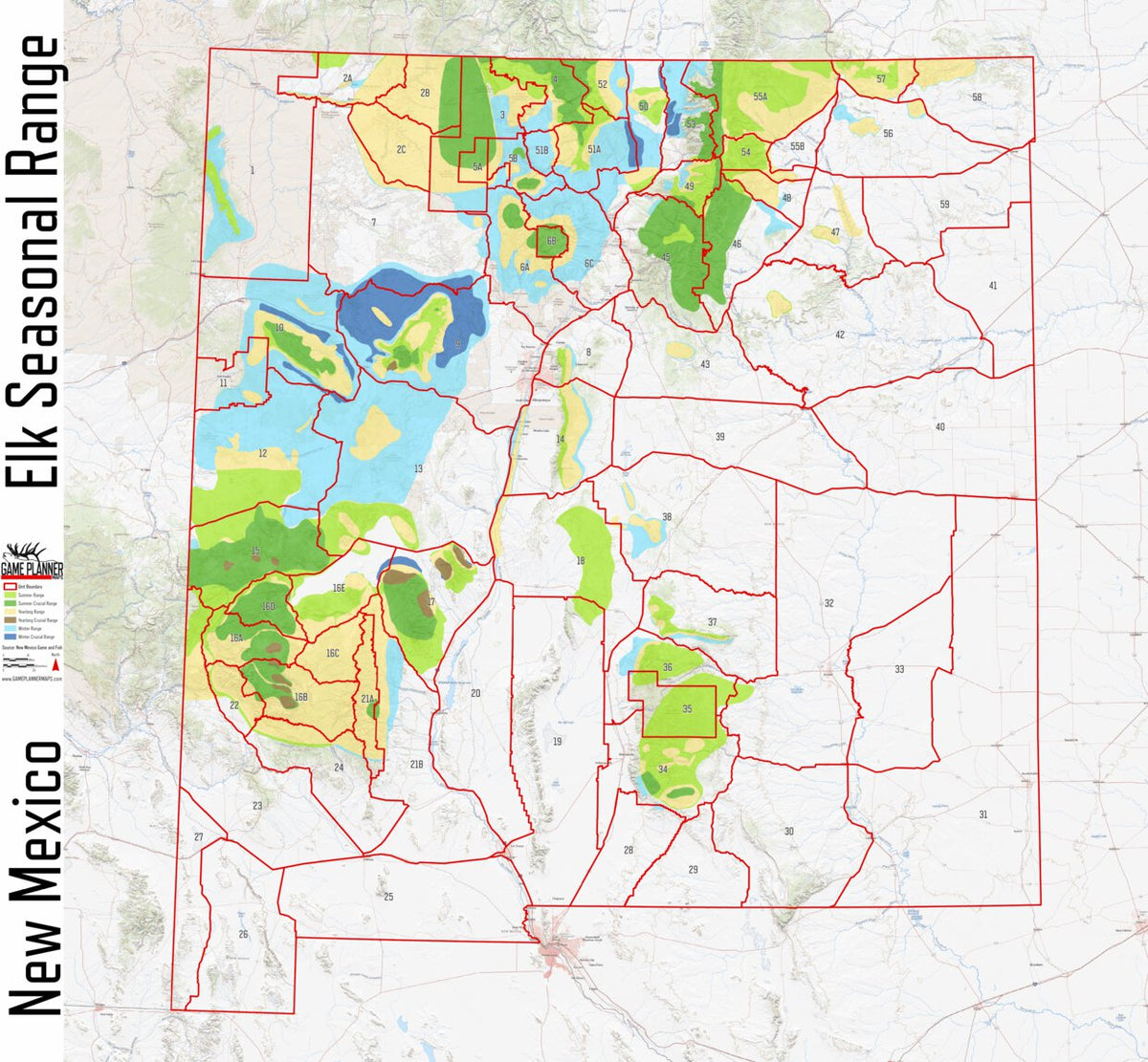 New Mexico Elk Range Map by Game Planner Maps | Avenza Maps
