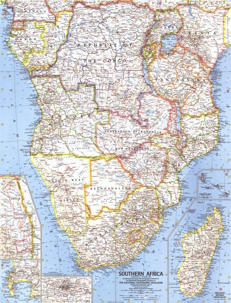 Southern Africa Map 1962 by National Geographic | Avenza Maps