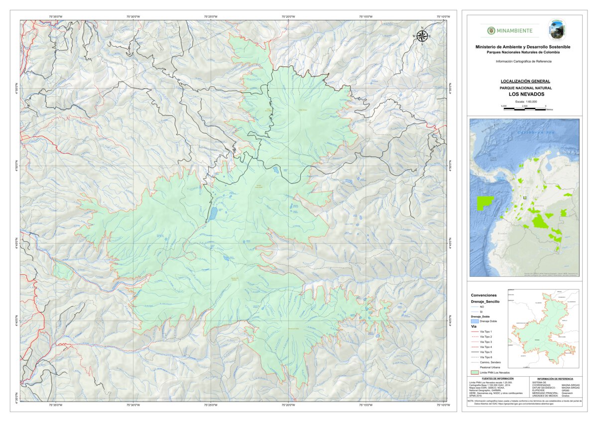 PARQUE NACIONAL NATURAL LOS NEVADOS (MAPA DIDÁCTICO) Map by Parques Nacionales Naturales de ...