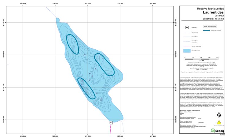 Lac Paul (Laurentides) Map by Sepaq | Avenza Maps