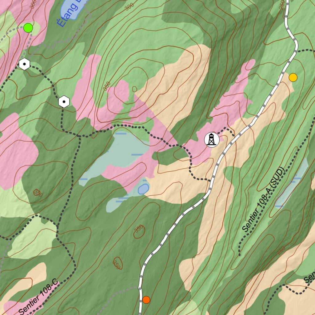 Carte écoforestière de la zone de chasse 108 - Orignal Map by Terfa | Avenza Maps