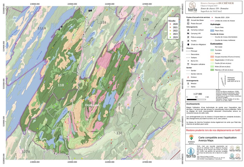Carte écoforestière des zones 110 et DOMAINE - Orignal Map by Terfa | Avenza Maps