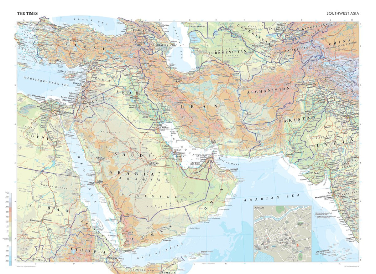 The Times Map of Asia (Southwest) by Times Maps | Avenza Maps