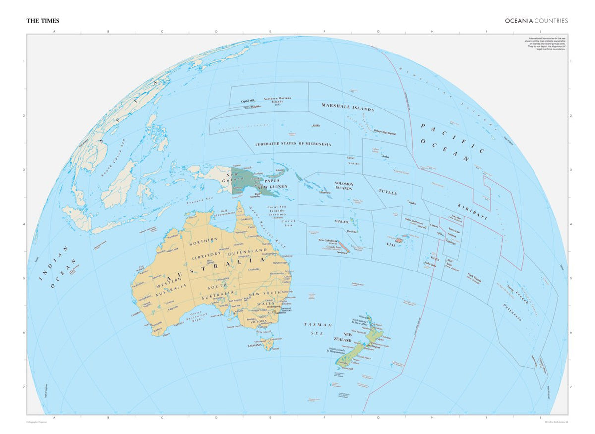The Times Map of Oceania (Political Features) by Times Maps | Avenza Maps
