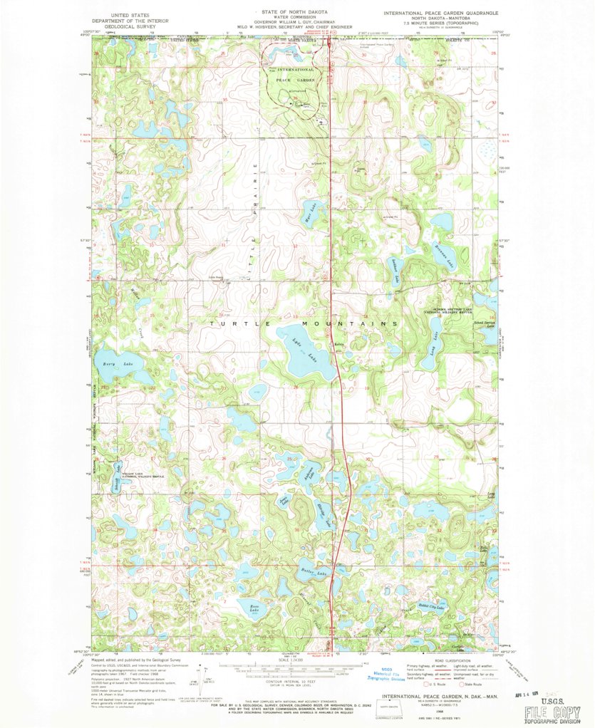 International Peace Garden, ND (1968, 24000-Scale) Map by United States ...