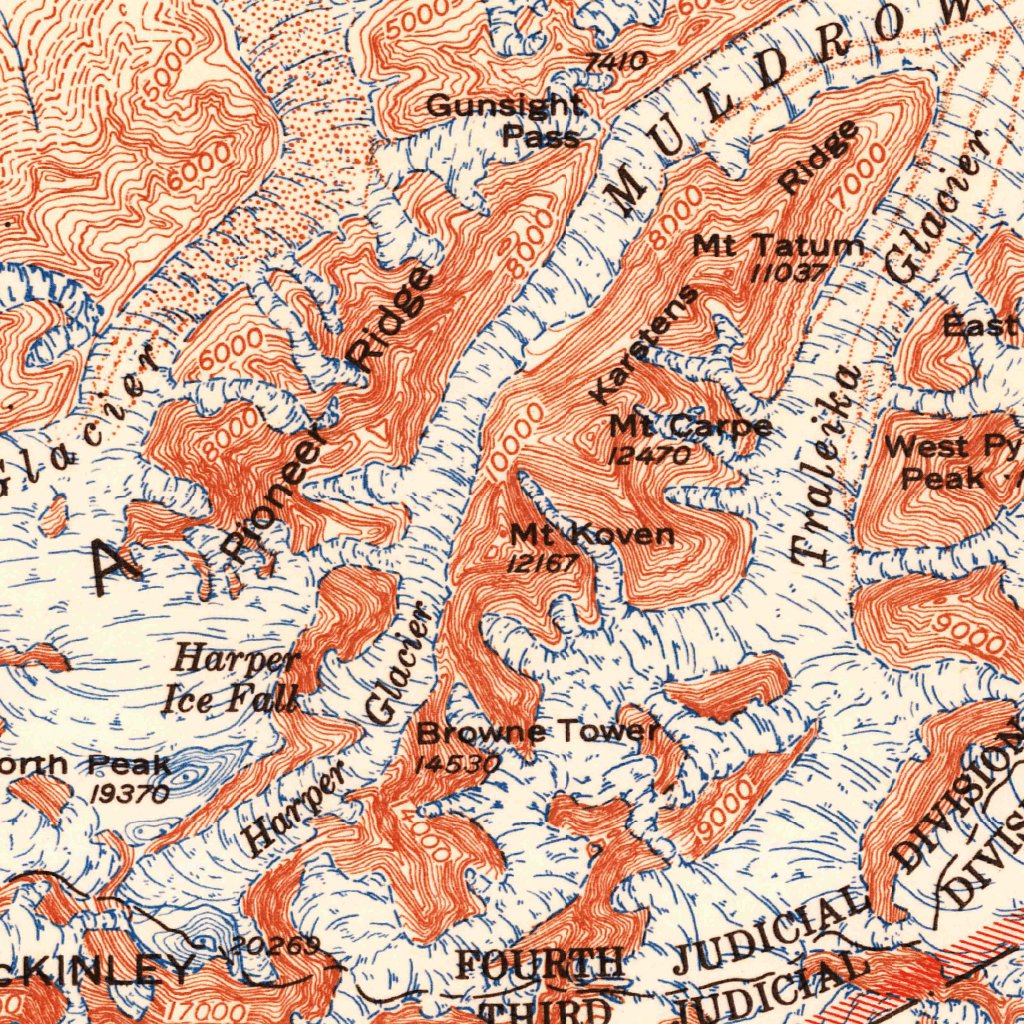 Mount Mckinley, AK (1952, 250000-Scale) Map by United States Geological ...