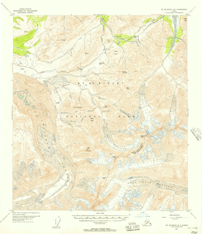 Mount Mckinley B-1, AK (1952, 63360-Scale) Map by United States ...