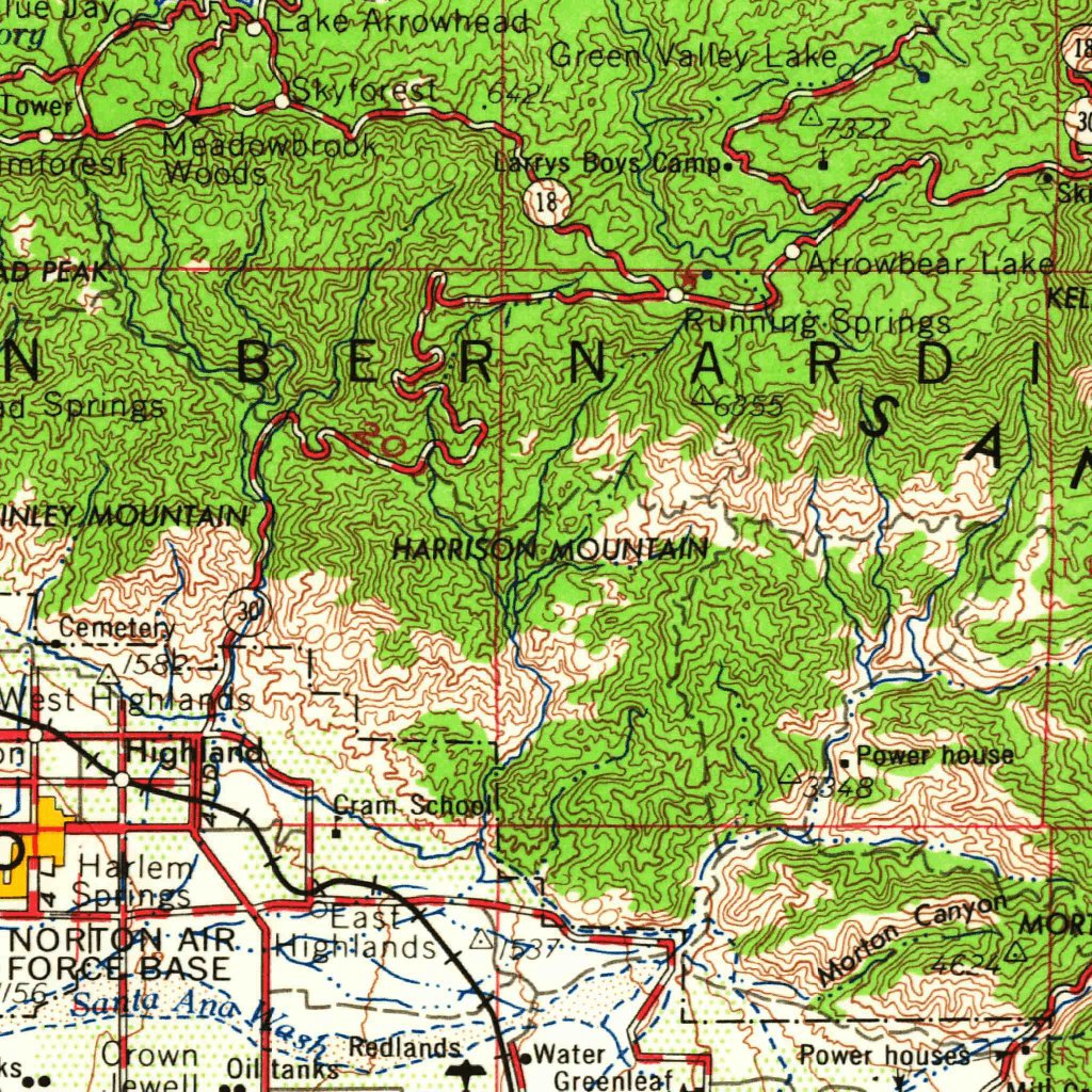 San Bernardino Ca 1966 250000 Scale Map By United States Geological