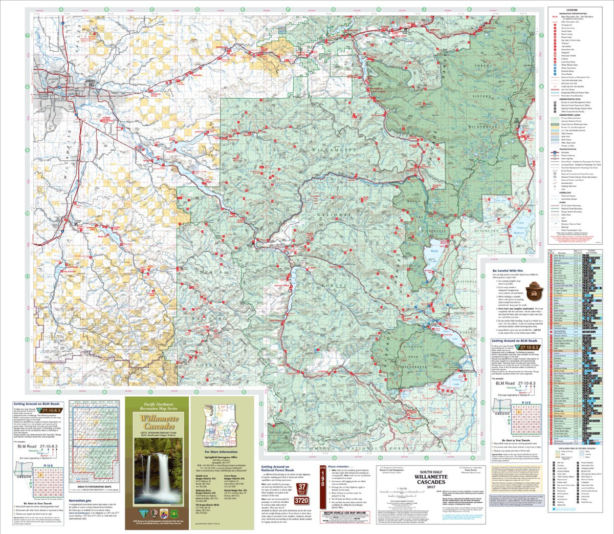 Willamette Cascades Recreation Map South by US Forest Service R6 Pacific Northwest Region (WA/OR ...
