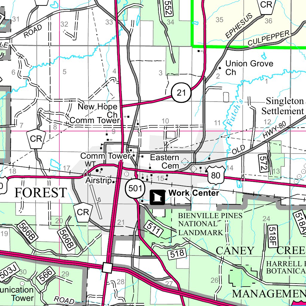 Bienville National Forest, Forest Visitor Map by US Forest Service R8 | Avenza Maps
