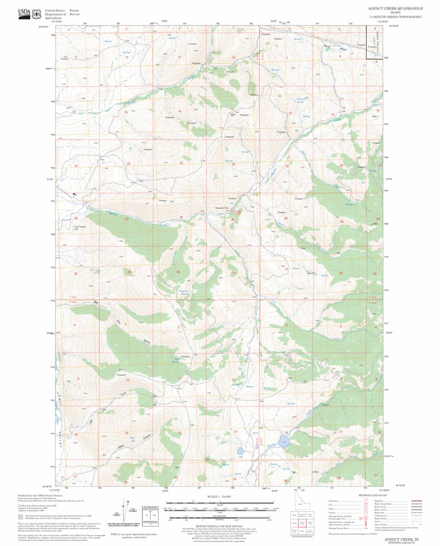 Agency Creek, ID FSTopo Legacy Map by US Forest Service - Topo | Avenza Maps