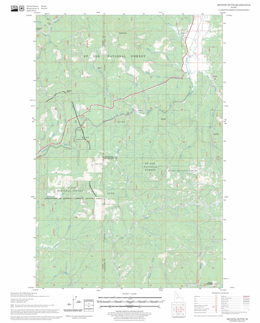 Bechtel Butte, ID FSTopo Legacy Map by US Forest Service - Topo | Avenza Maps