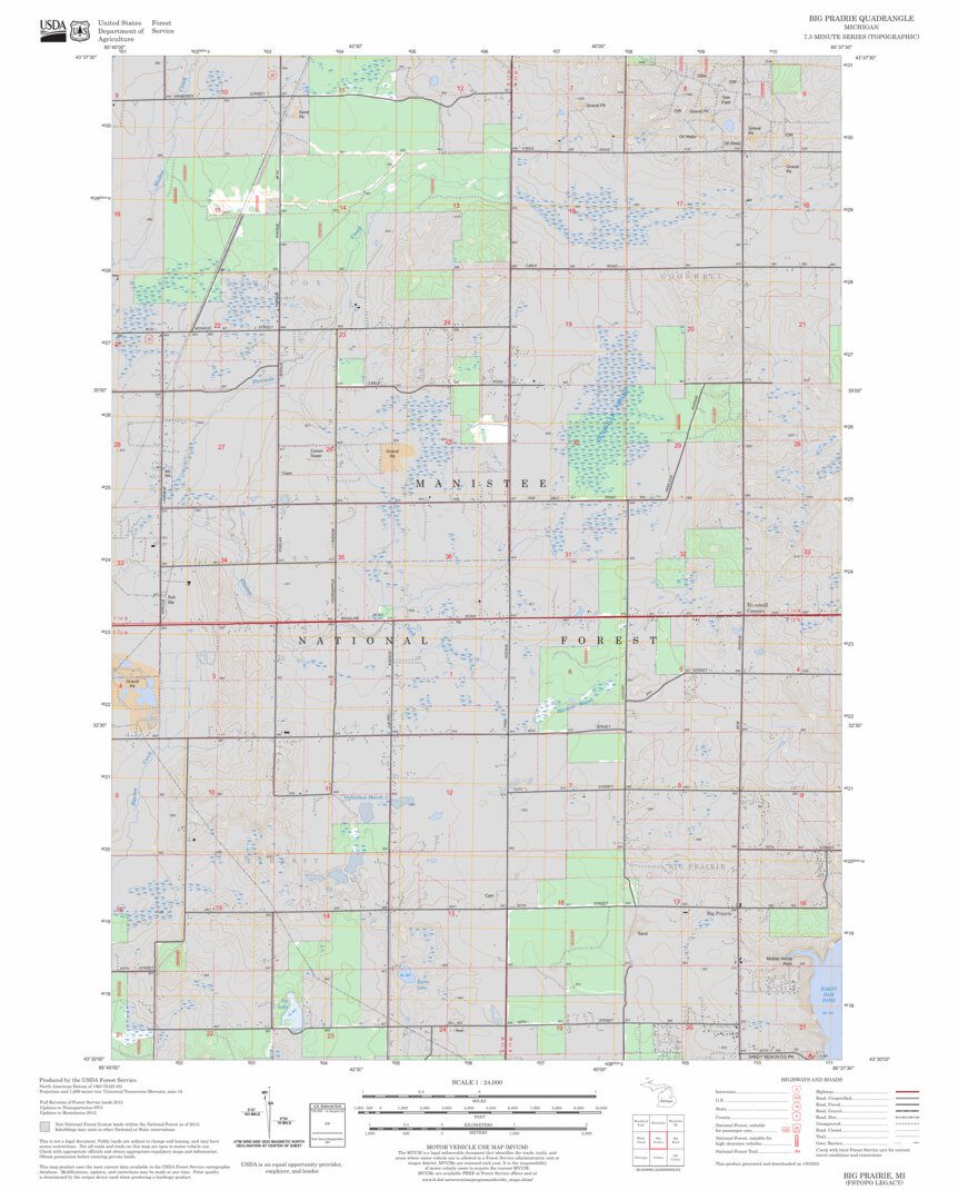 Big Prairie, MI FSTopo Legacy Map by US Forest Service - Topo | Avenza Maps