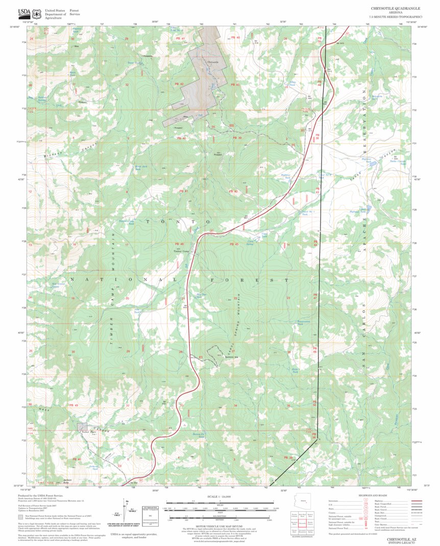 Chrysotile, AZ FSTopo Legacy Map by US Forest Service - Topo | Avenza Maps
