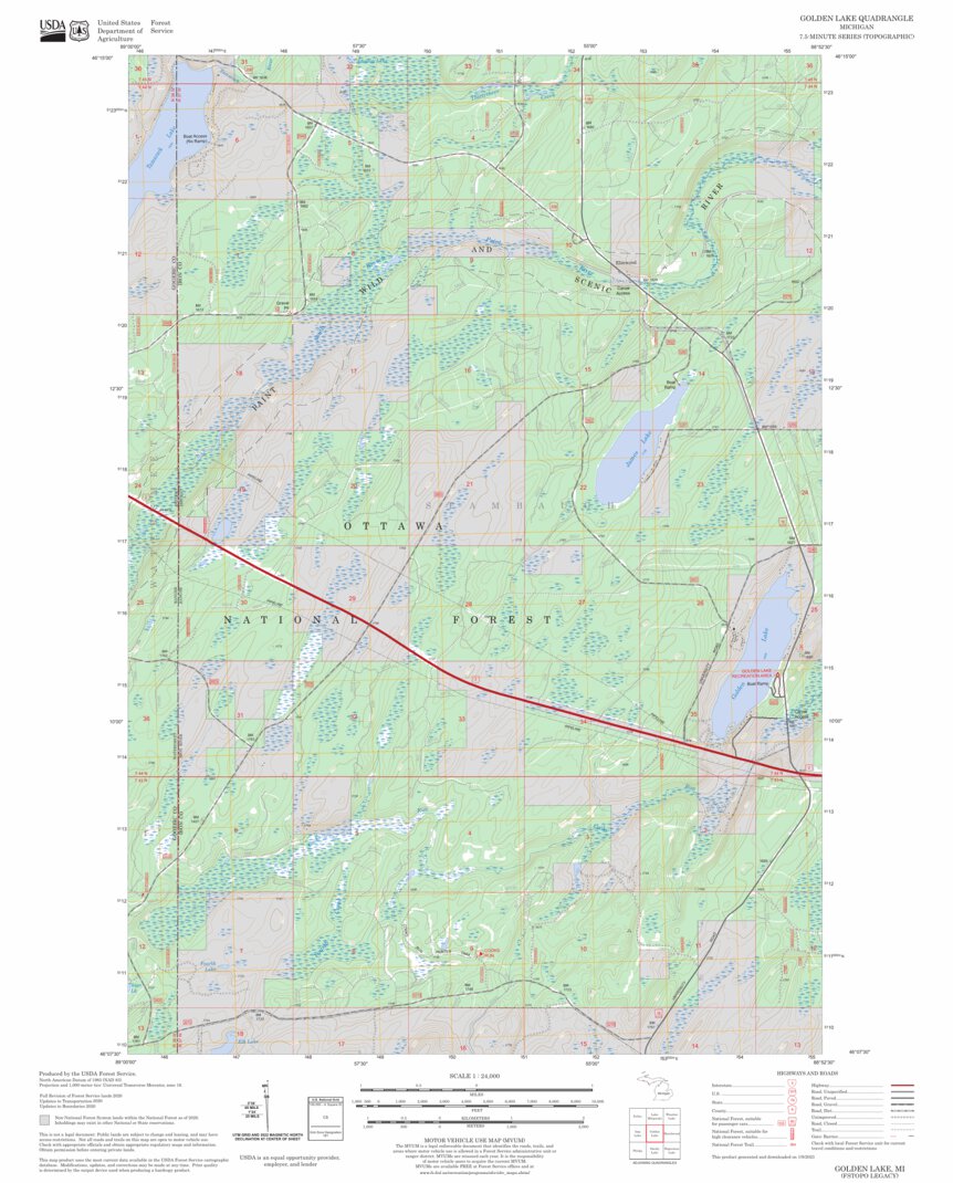 Golden Lake, MI FSTopo Legacy Map by US Forest Service - Topo | Avenza Maps