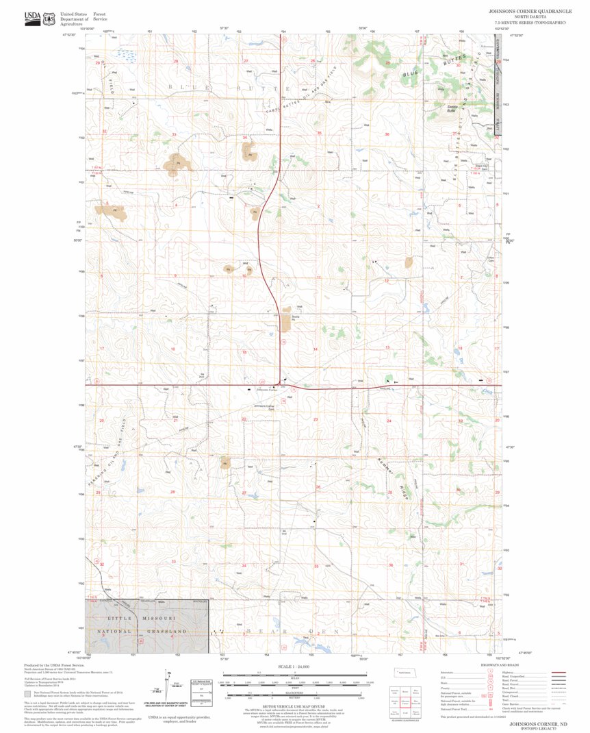 Johnsons Corner, ND FSTopo Legacy Map by US Forest Service - Topo | Avenza Maps