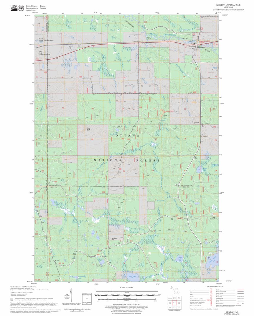 Kenton, MI FSTopo Legacy Map by US Forest Service - Topo | Avenza Maps