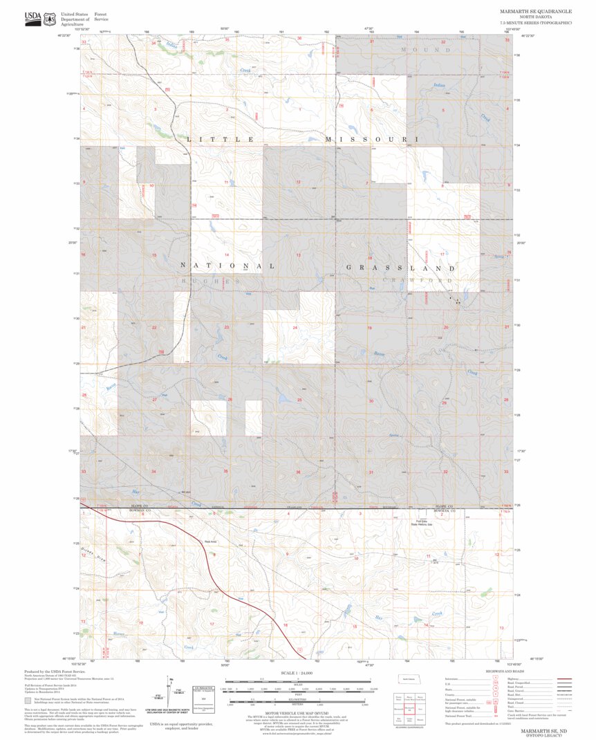 Marmarth SE, ND FSTopo Legacy Map by US Forest Service - Topo | Avenza Maps