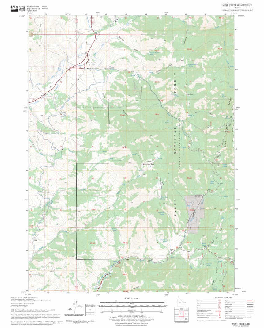 Mink Creek, ID FSTopo Legacy Map by US Forest Service - Topo | Avenza Maps