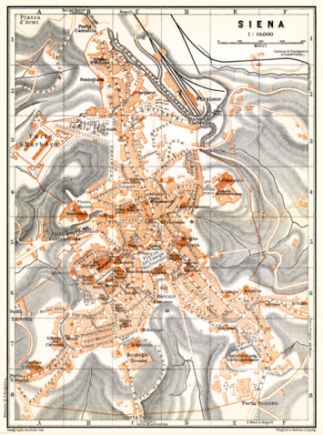 Siena city Map, 1898 by Waldin | Avenza Maps