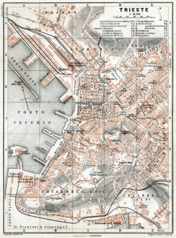 Triest (Trieste) city Map, 1910 by Waldin | Avenza Maps