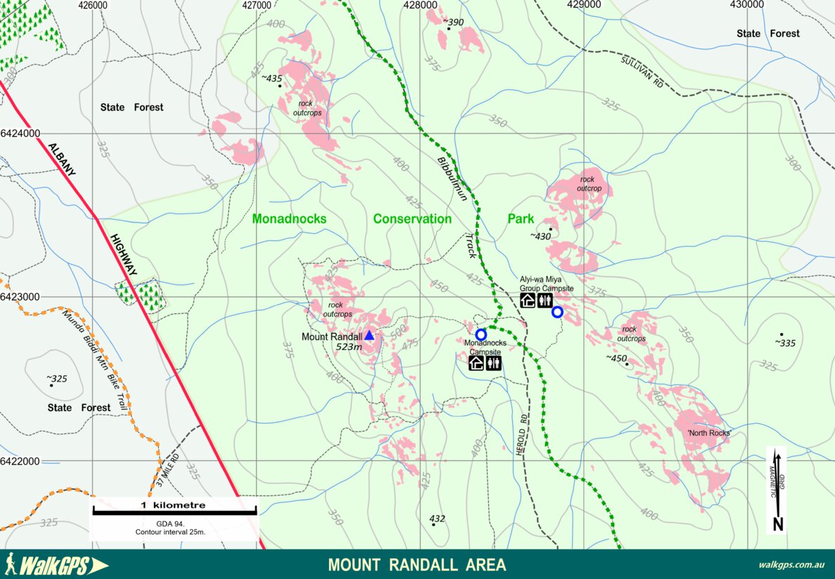 WalkGPS - Mount Randall Walk Area - Darling Range Map by WalkGPS | Avenza Maps