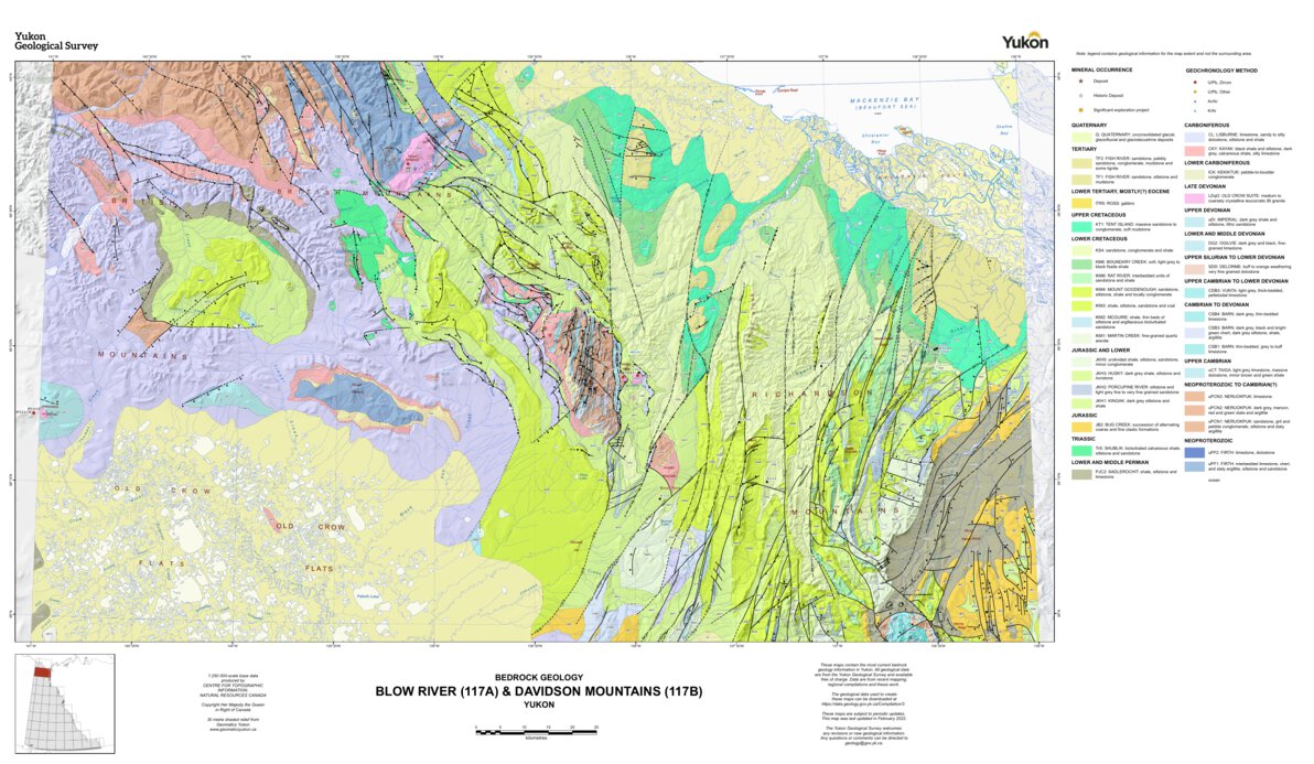 117A, Blow River & 117B, Davidson Mountains: Yukon Bedrock Geology Map by Yukon Geological ...