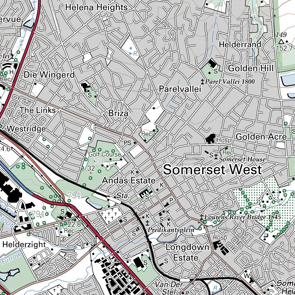 3418BB SOMERSET WEST Map by Chief Directorate: National Geo-spatial Information | Avenza Maps
