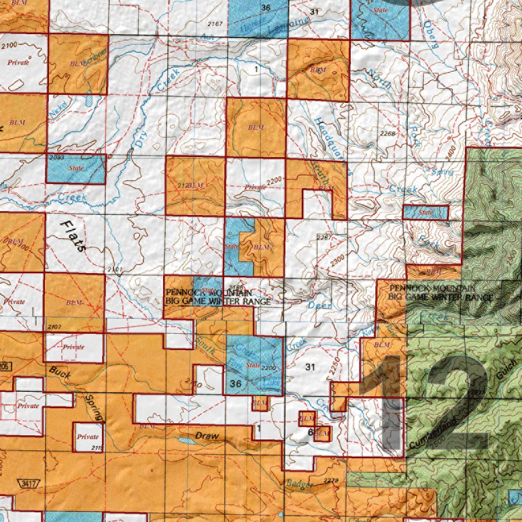 HuntData Wyoming Land Ownership Map for Elk Unit 12 by HuntData LLC | Avenza Maps