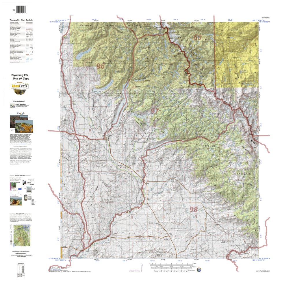 HuntData Wyoming Topo Map for Elk Unit 97 by HuntData LLC | Avenza Maps