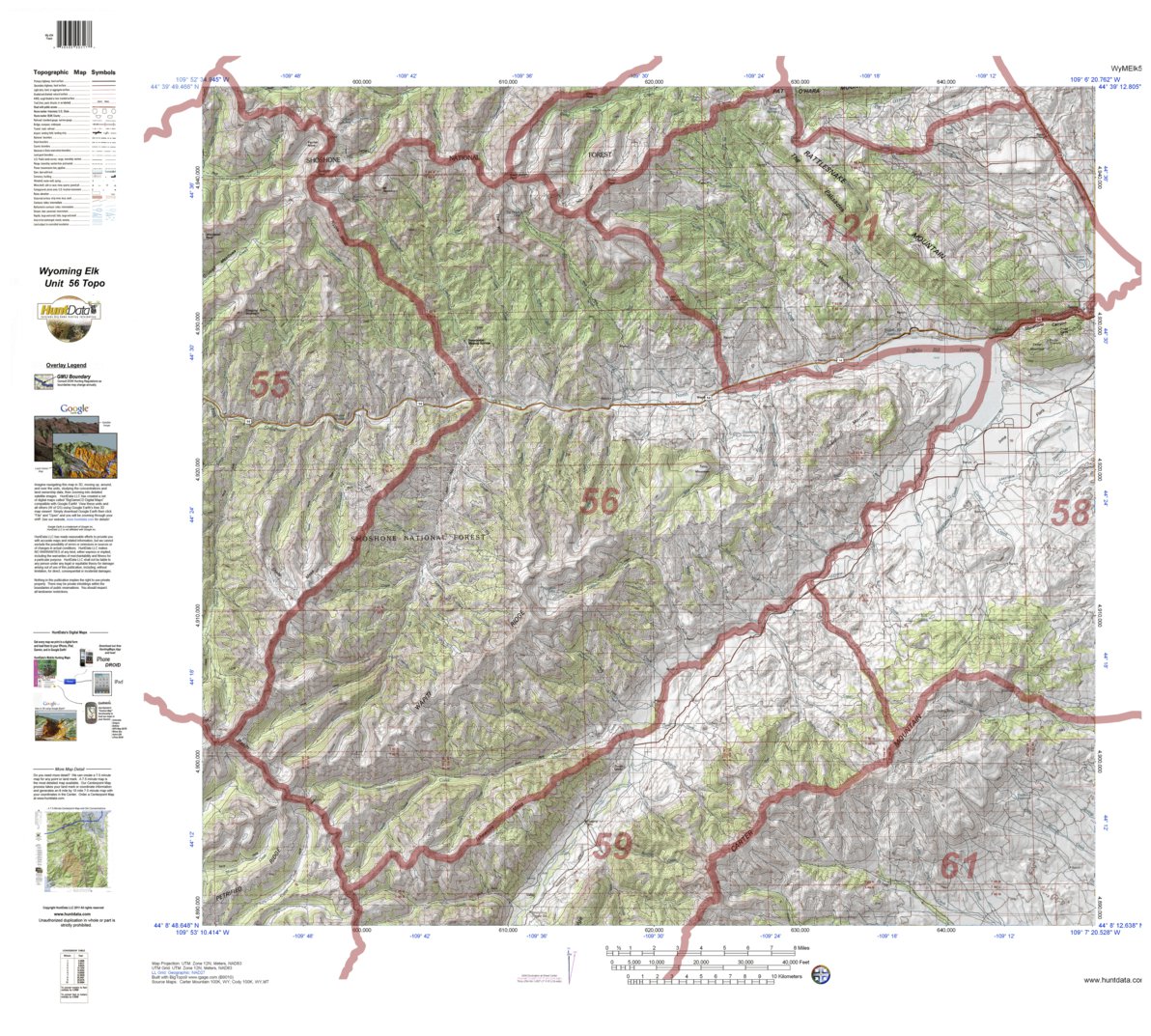 HuntData Wyoming Topo Map for Elk Unit 56 by HuntData LLC | Avenza Maps